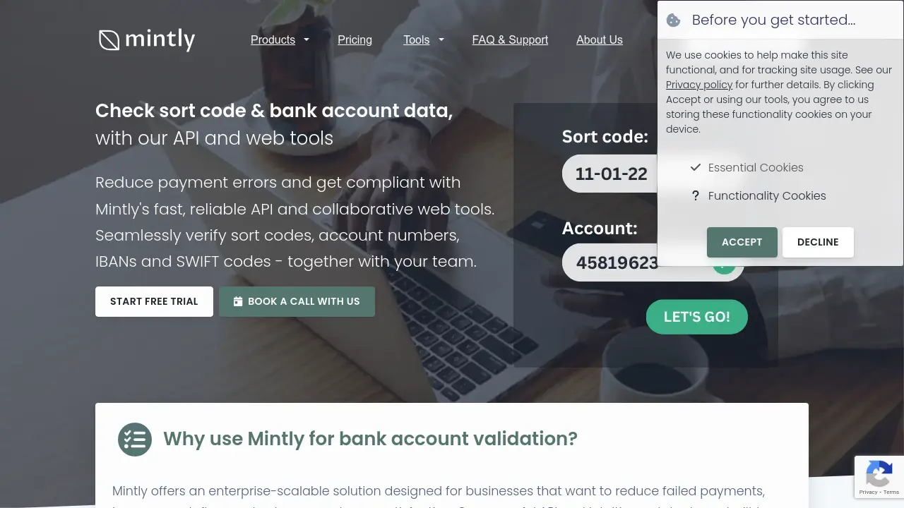 Mintly - Reliable Bank Account Validation API & Web Tools for Payments