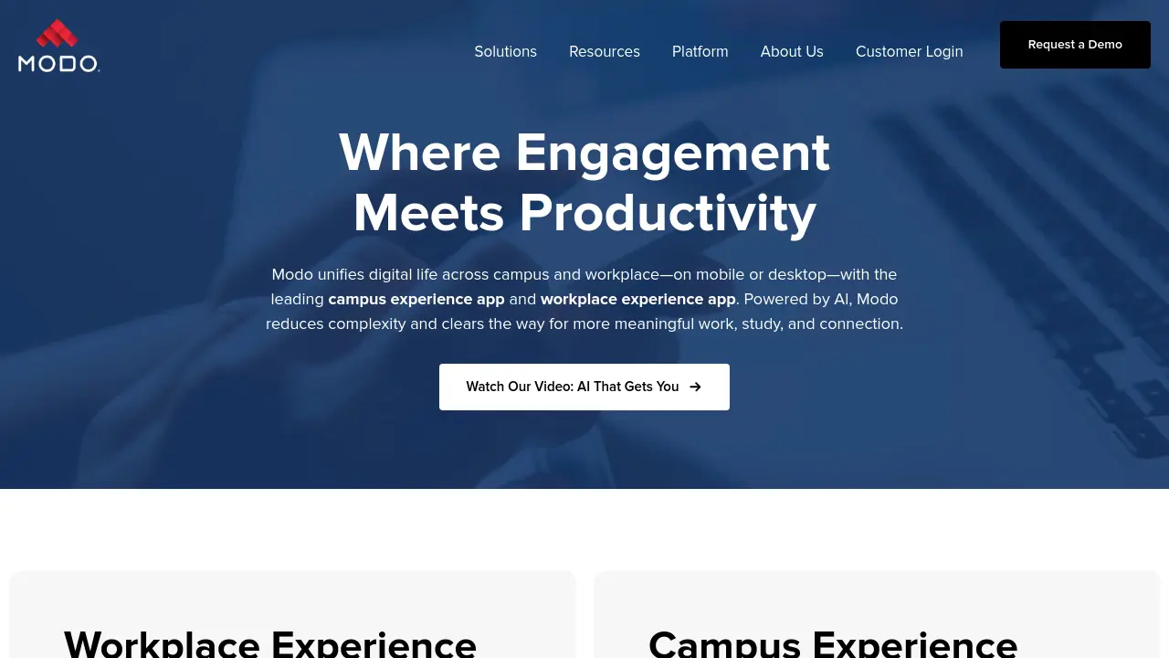 Modo Labs - Unified AI-Powered Workplace & Campus Experience Platform