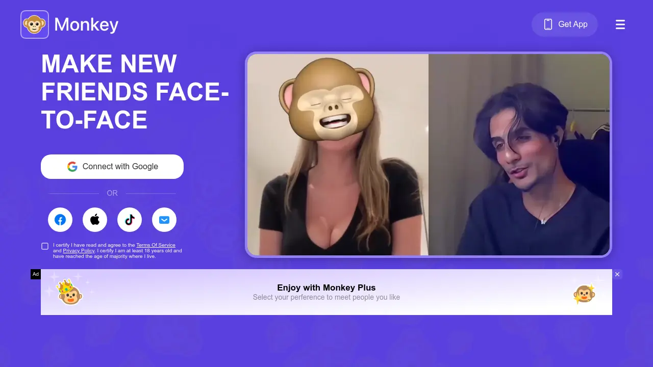 Monkey - Live Video Chat & Talk to Strangers