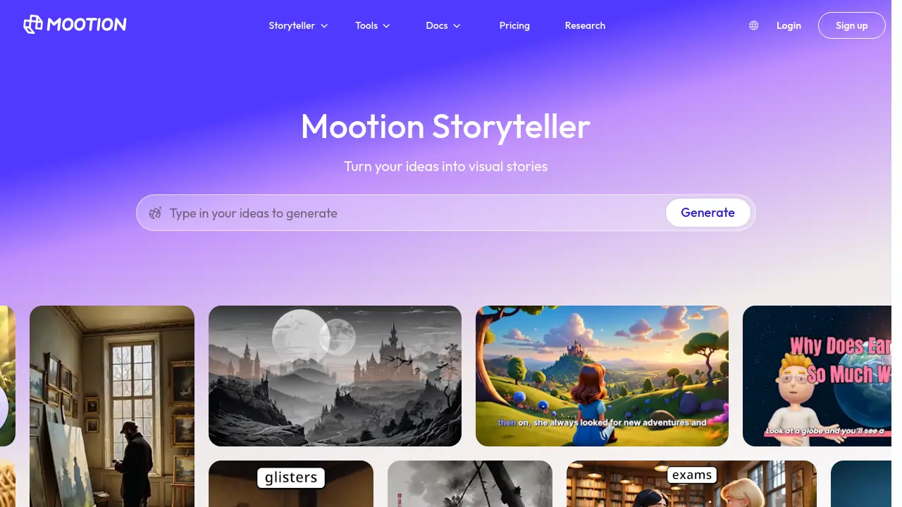 Mootion Storyteller - Turn your ideas into visual stories