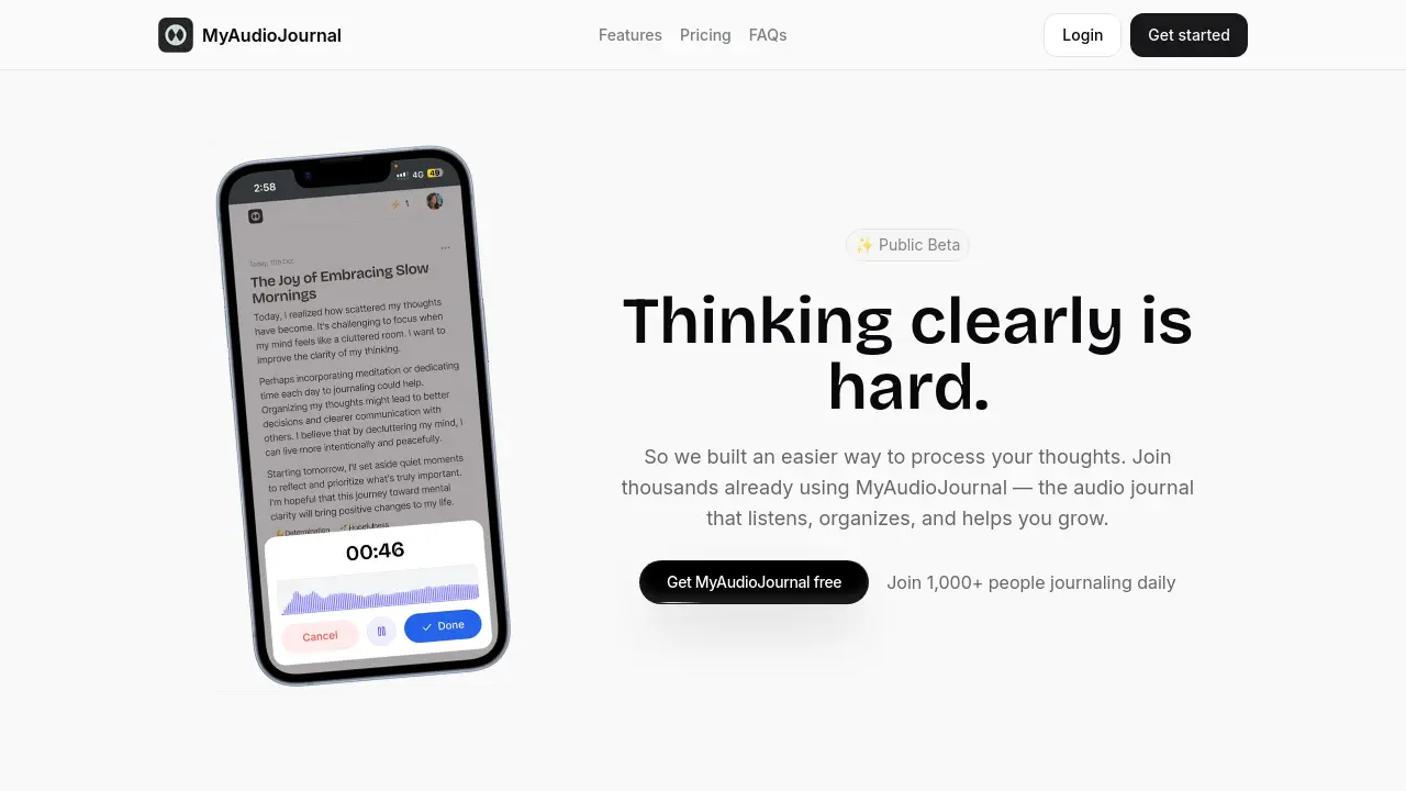 MyAudioJournal - The audio journal that listens, organizes, and helps ...