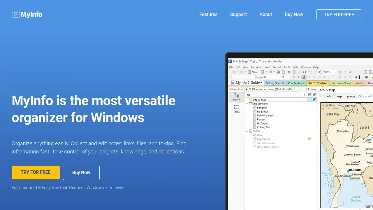 MyInfo - The most versatile organizer for Windows