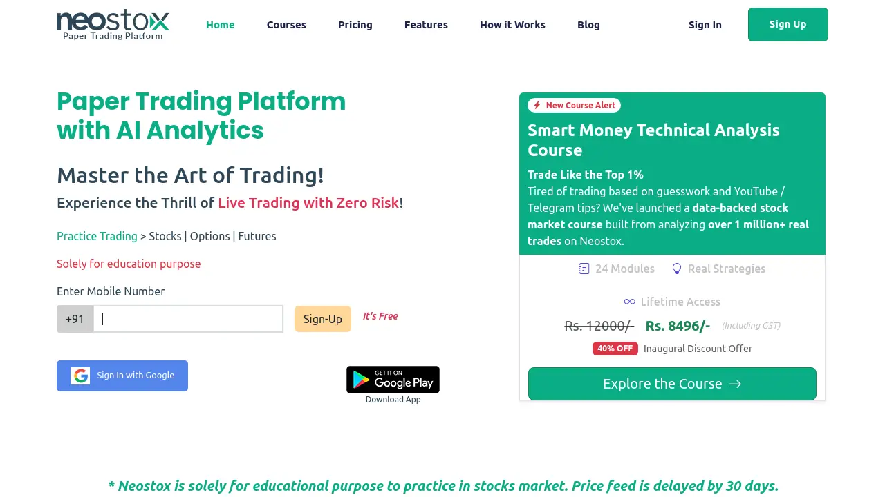 Neostox - India's Premier Paper Trading Platform with AI Analytics