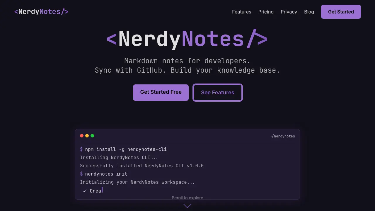 NerdyNotes - Markdown Note-Taking and GitHub Sync for Developers
