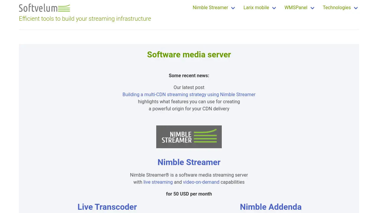 Nimble Streamer - Efficient Software Media Server for Live and On ...