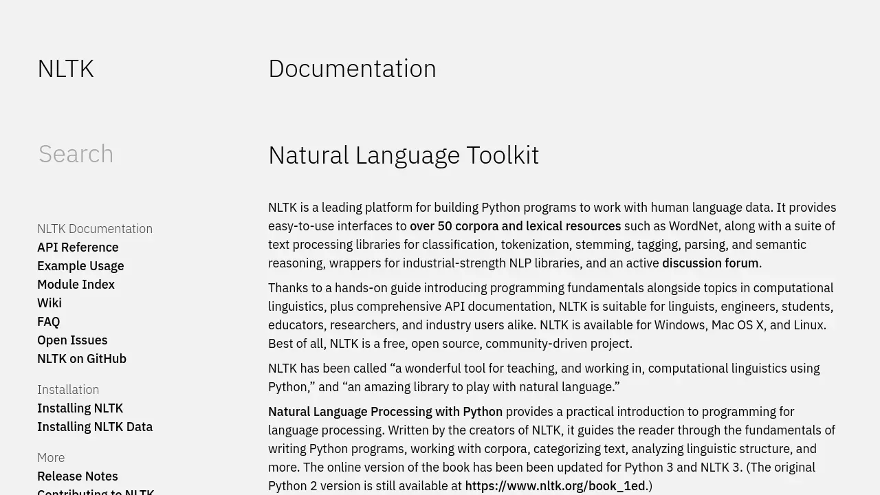 NLTK - A leading platform for building Python programs to work with ...