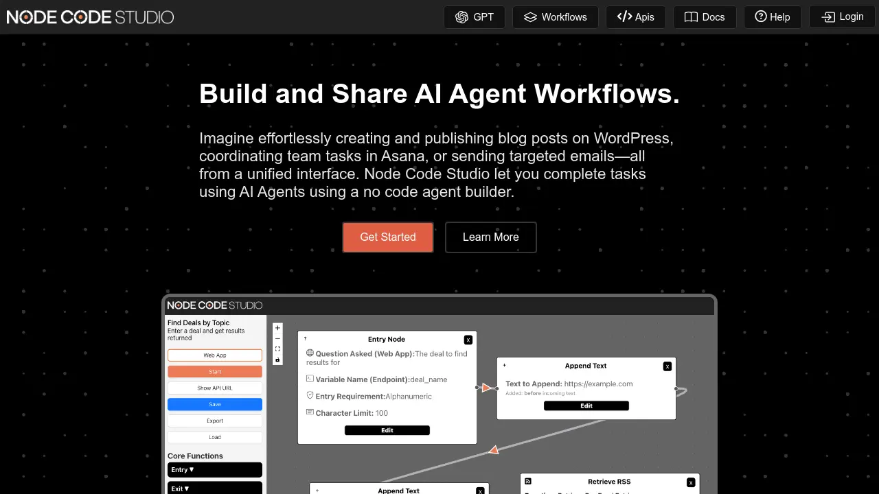 Node Code Studio - Build and Share AI Agent Workflows