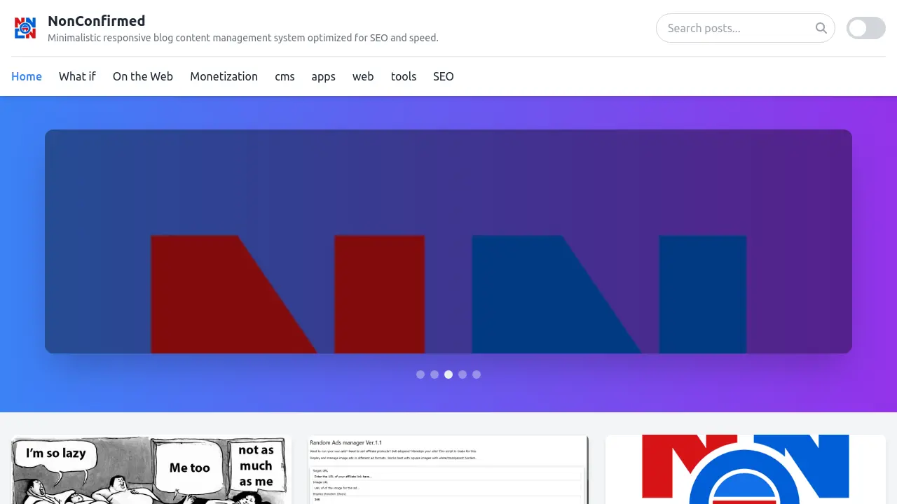 NonConfirmed - Minimalistic responsive blog content management system ...