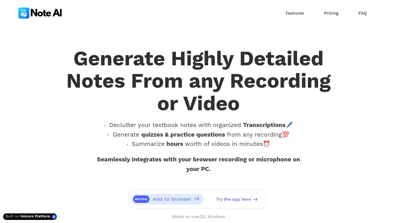 Note AI - Transform voice notes into structured text effortlessly.