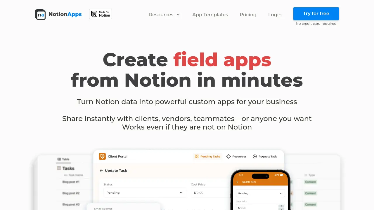 NotionApps - Transform Notion Data into Custom Business Apps Without Code