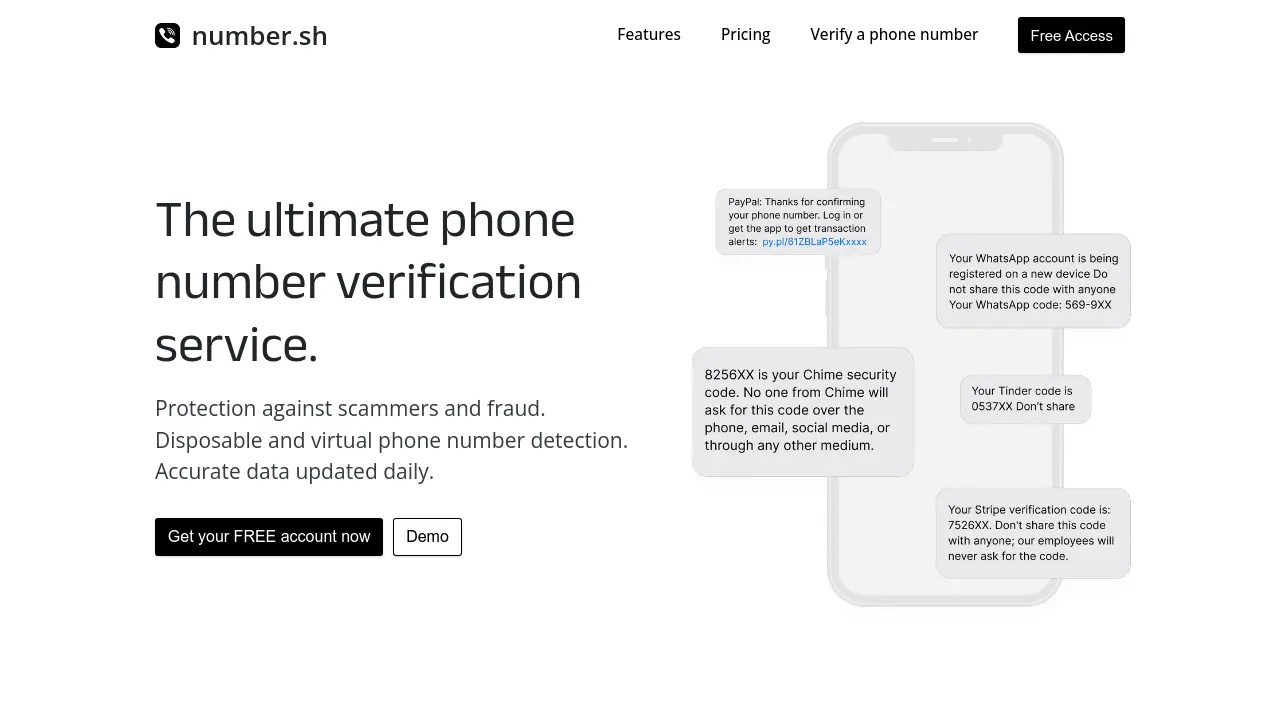 number.sh - Accurate Phone Number Verification and Fraud Detection