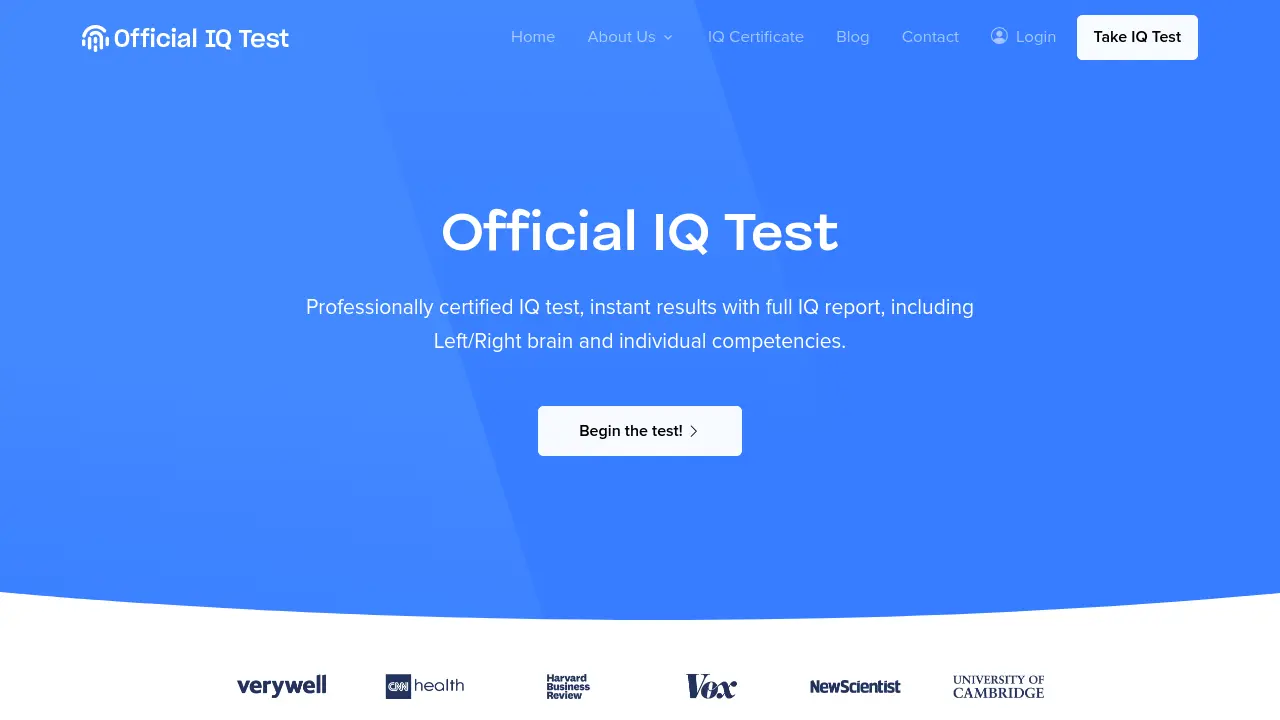 Official IQ Test - Professionally certified IQ test with instant ...