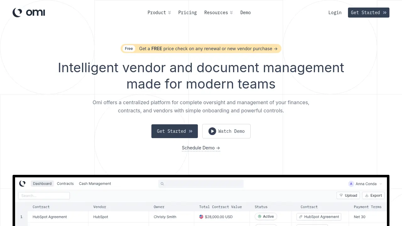 Omi - Intelligent vendor and document management made for modern teams.