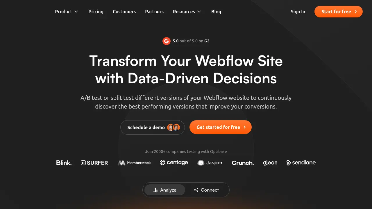 Optibase - Seamless A/B Testing and Conversion Optimization for Webflow
