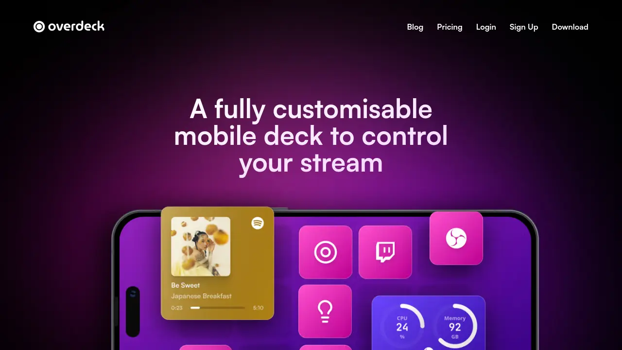 Overdeck - A fully customisable mobile deck to control your stream