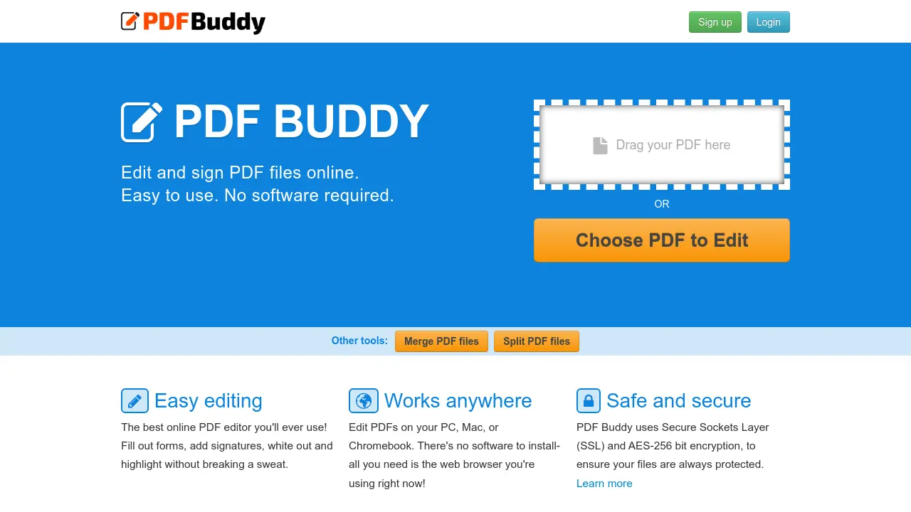 PDF Buddy - Edit and sign PDF files online with ease—no software required.