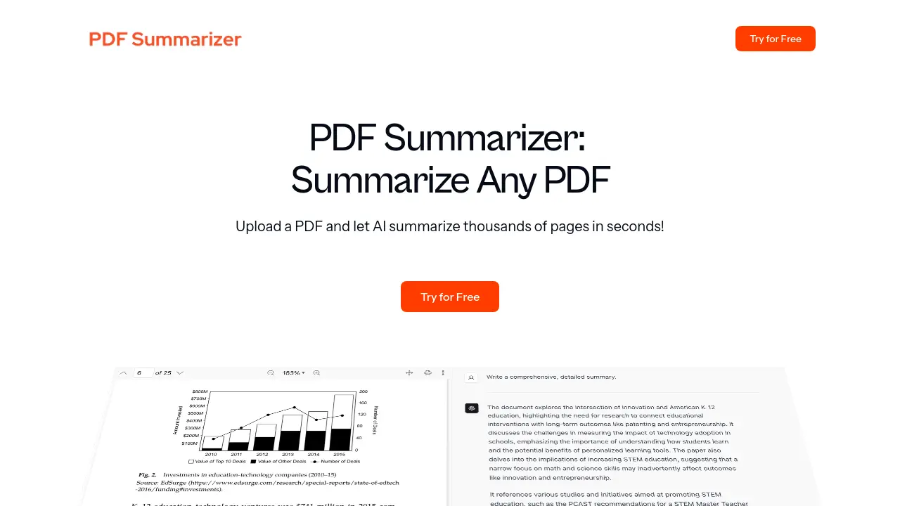 PDF Summarizer - Summarize Any PDF in Seconds