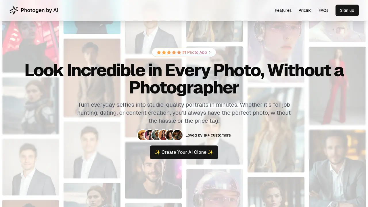 Photogen by AI - Look Incredible in Every Photo, Without a Photographer
