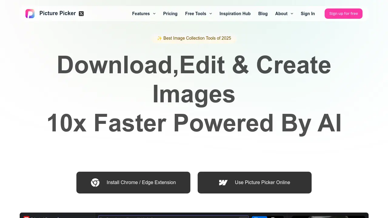 picturepicker.com - Download, Edit & Create Images 10x Faster Powered By AI
