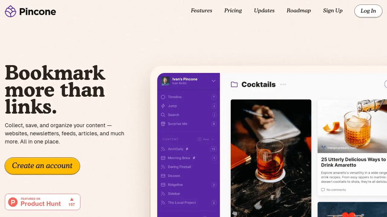 Pincone - Collect, save, and organize your content — websites ...