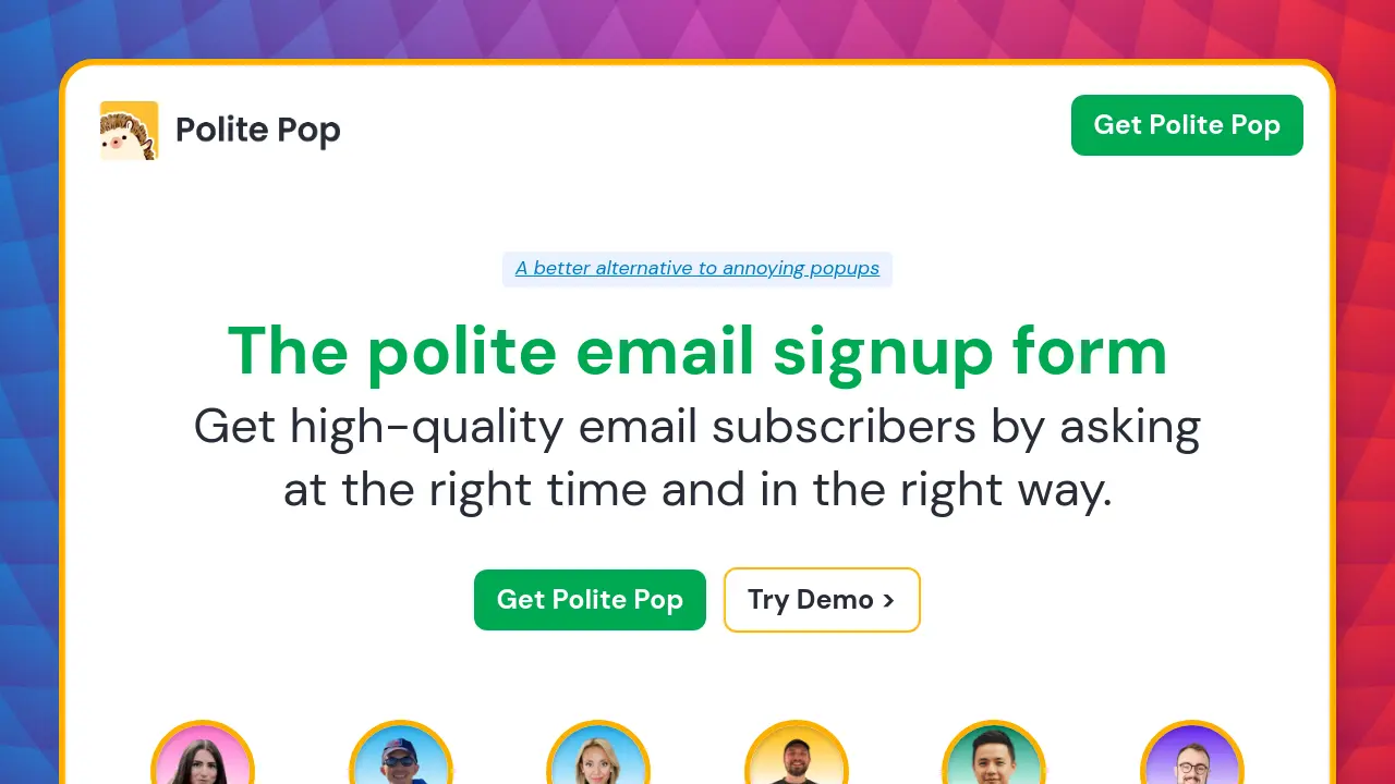 Polite Pop - Polite, Non-intrusive Email Signup Forms for Engaged Audiences