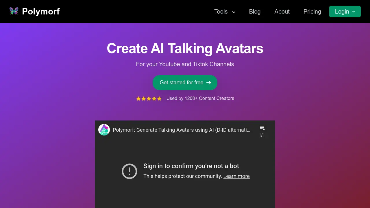 Polymorf - Create AI Talking Avatars For Your Youtube and Tiktok Channels