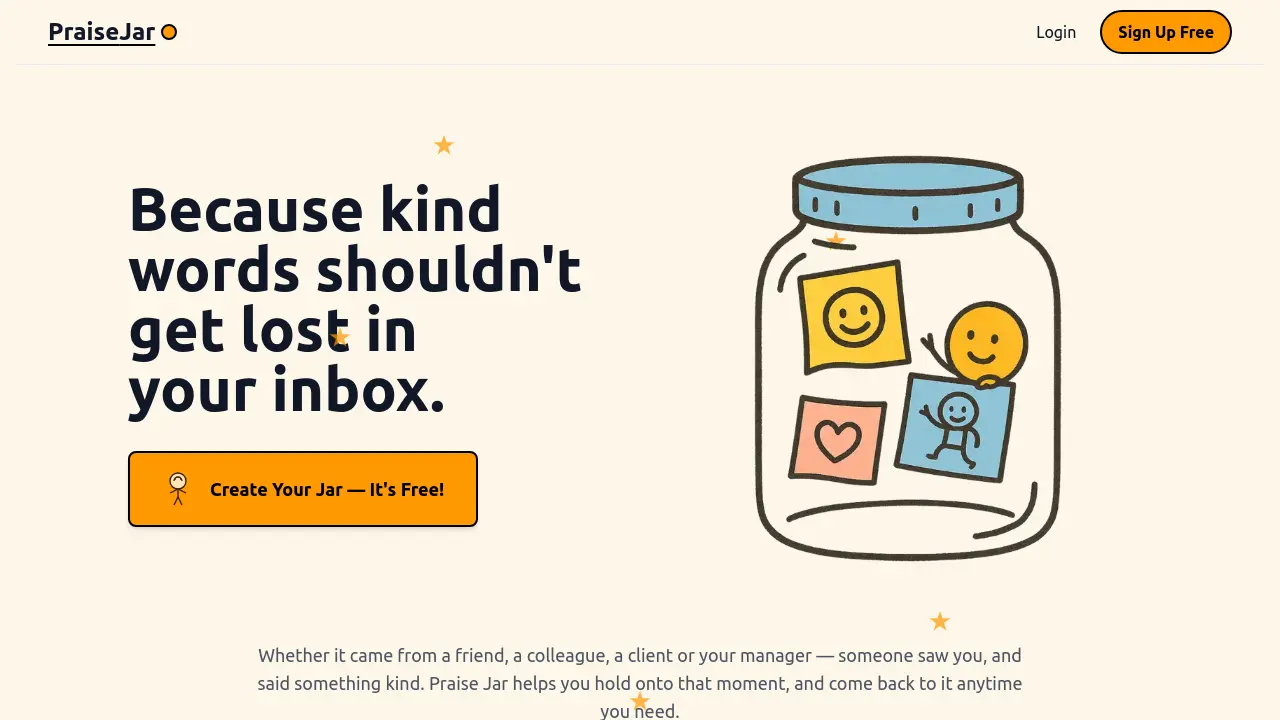 PraiseJar - Because kind words shouldn't get lost in your inbox.