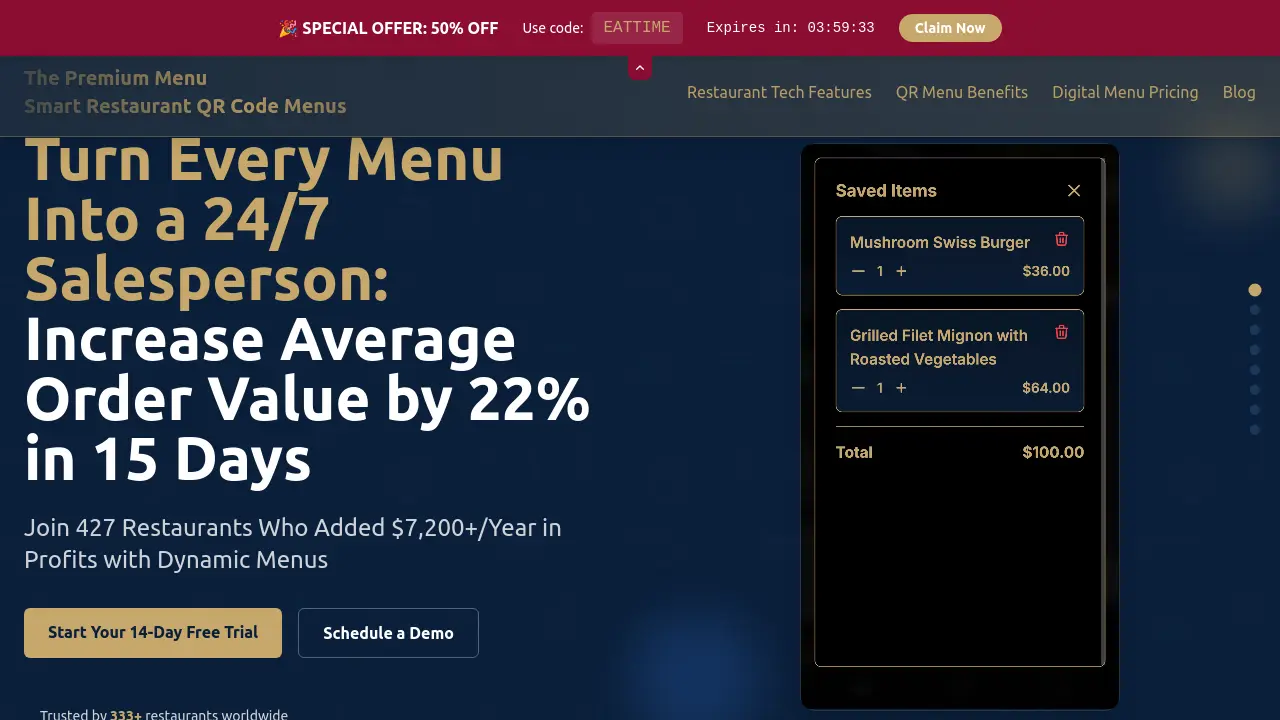 Premium Menu - AI-Powered Dynamic Video QR Menus for Restaurants