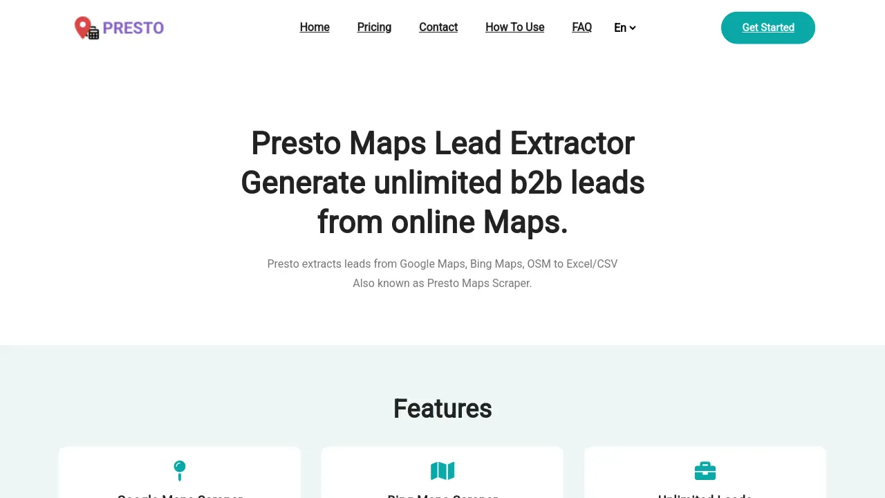 Presto Maps Lead Extractor - Generate unlimited B2B leads from online maps