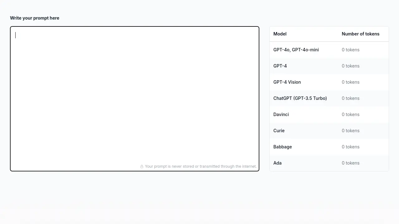 Prompt Token Counter - Online Token Counter for OpenAI Models
