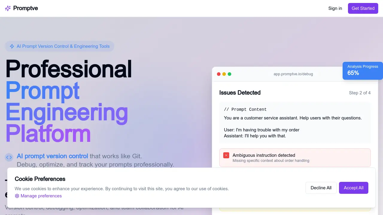 Promptve - Professional Prompt Engineering Platform with Version Control