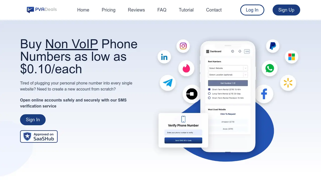 PVADeals - Buy Non VoIP Phone Numbers as low as $0.10/each