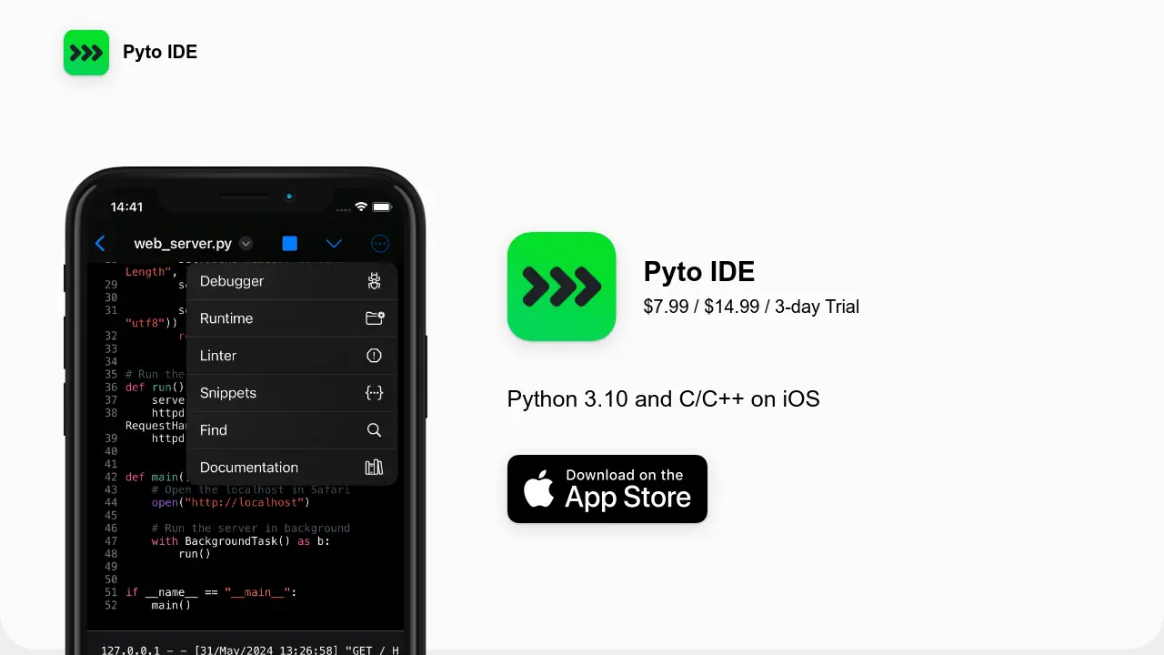 Pyto IDE - Desktop-Class Python and C/C++ IDE for iOS Devices