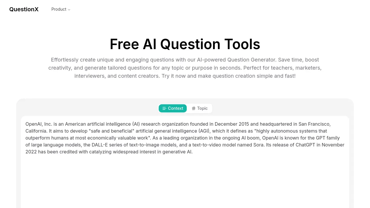 QuestionX - Effortlessly create unique and engaging questions with our ...