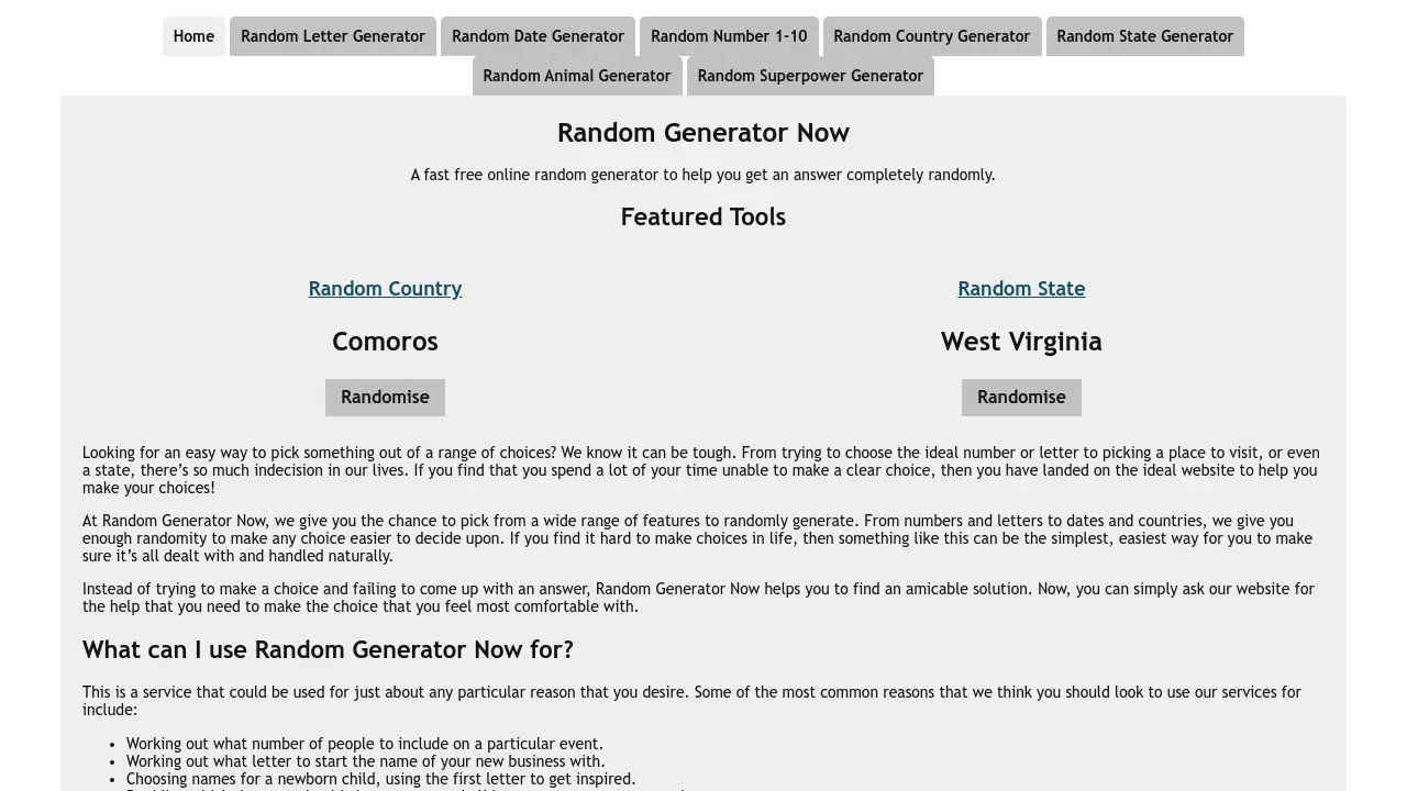Random Generator Now - A fast free online random generator to help you ...