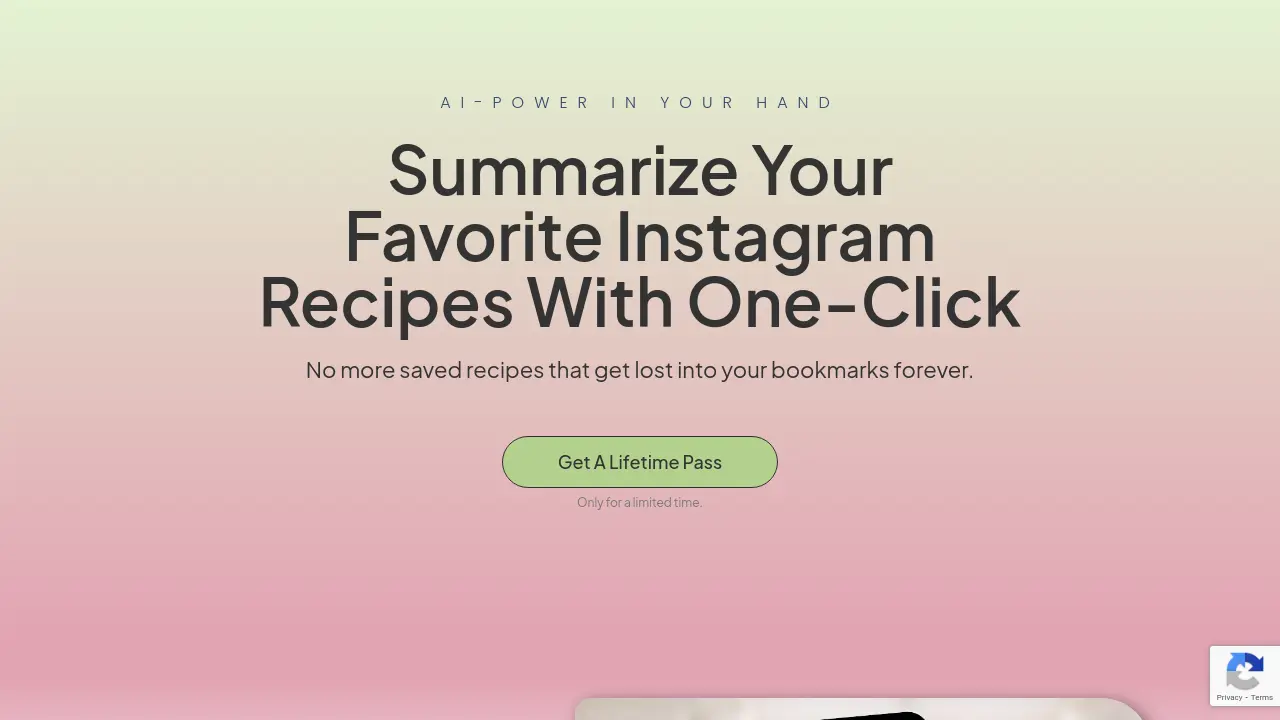 Recipe Reel - Summarize Your Favorite Instagram Recipes With One-Click