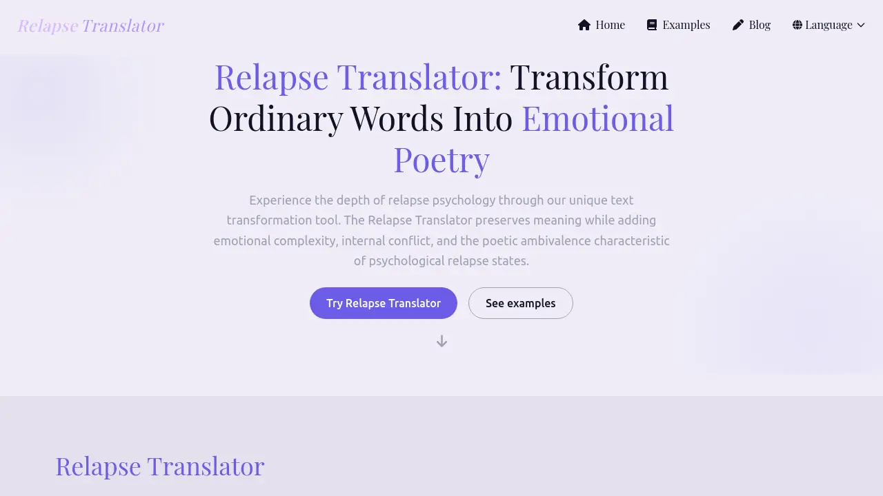 Relapse Translator - Transform Ordinary Words Into Emotional Poetry