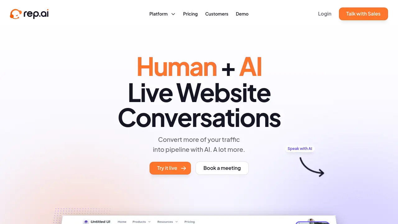 Rep.ai - Convert more of your traffic into pipeline with AI. A lot more.