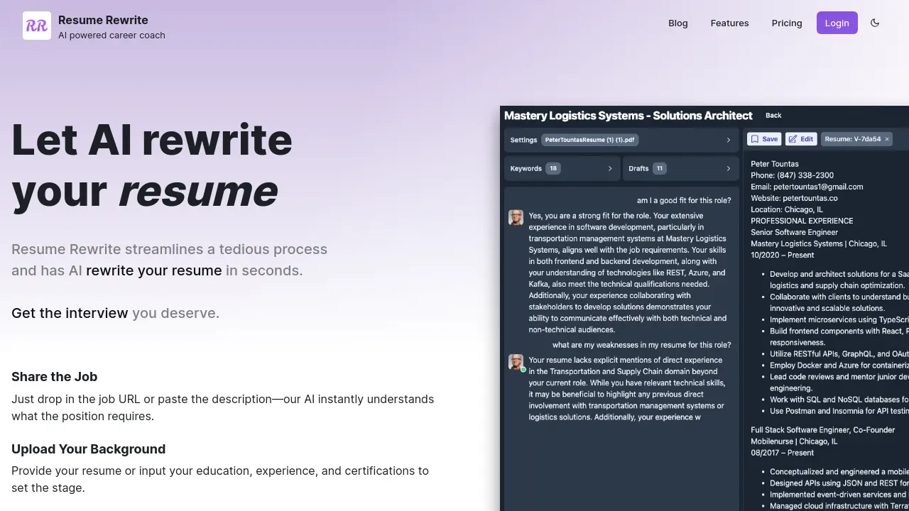 Resume Rewrite - AI Powered Career Coach