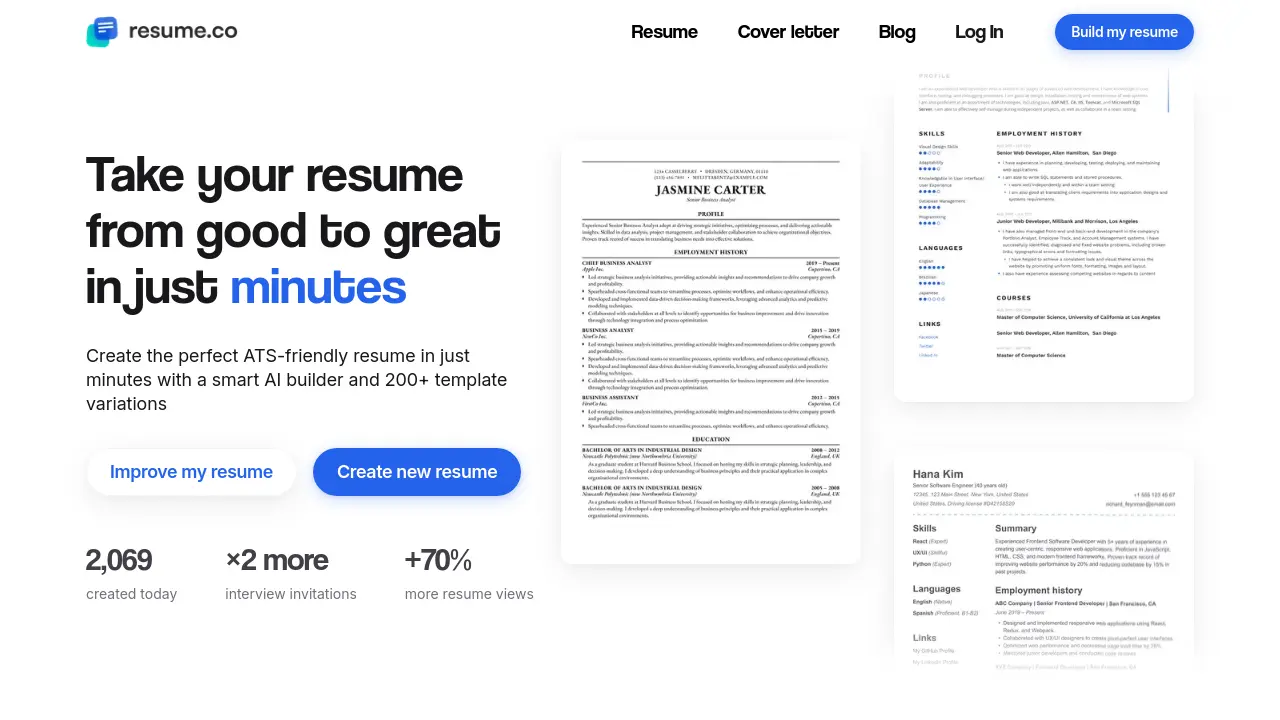 Resume.co - Create the perfect ATS-friendly resume in just minutes.