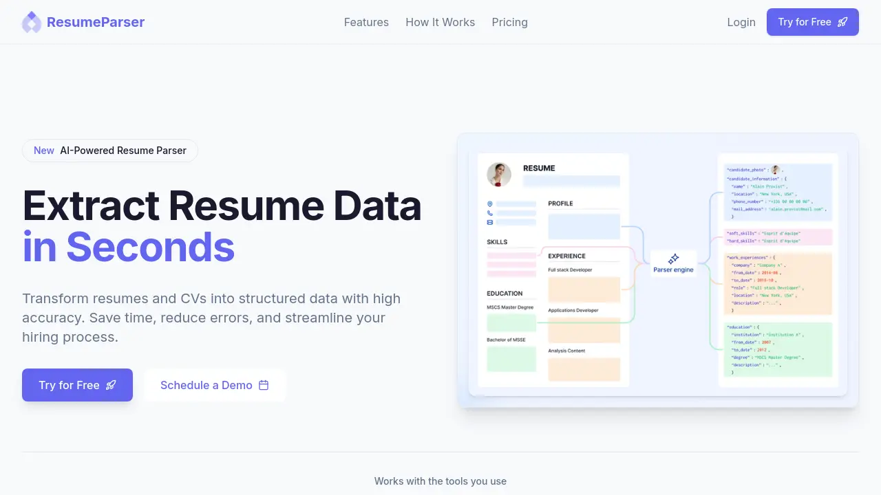 ResumeParser - AI-Powered Resume Parser - Extract Resume Data in Seconds
