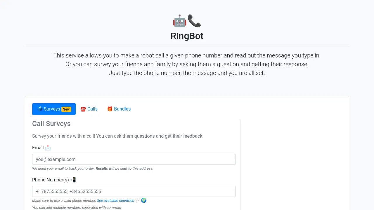 RingBot - Automated Voice Calls & Surveys with AI-Powered Delivery