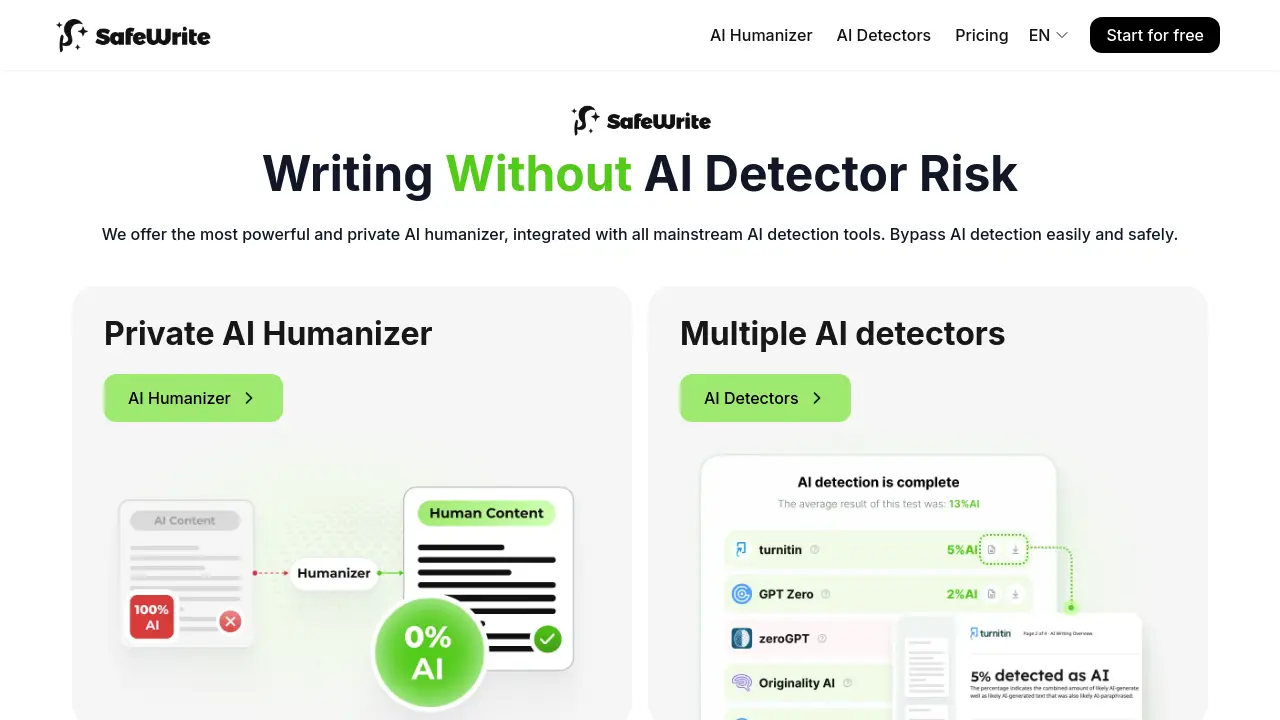 SafeWrite - Writing Without AI Detector Risk