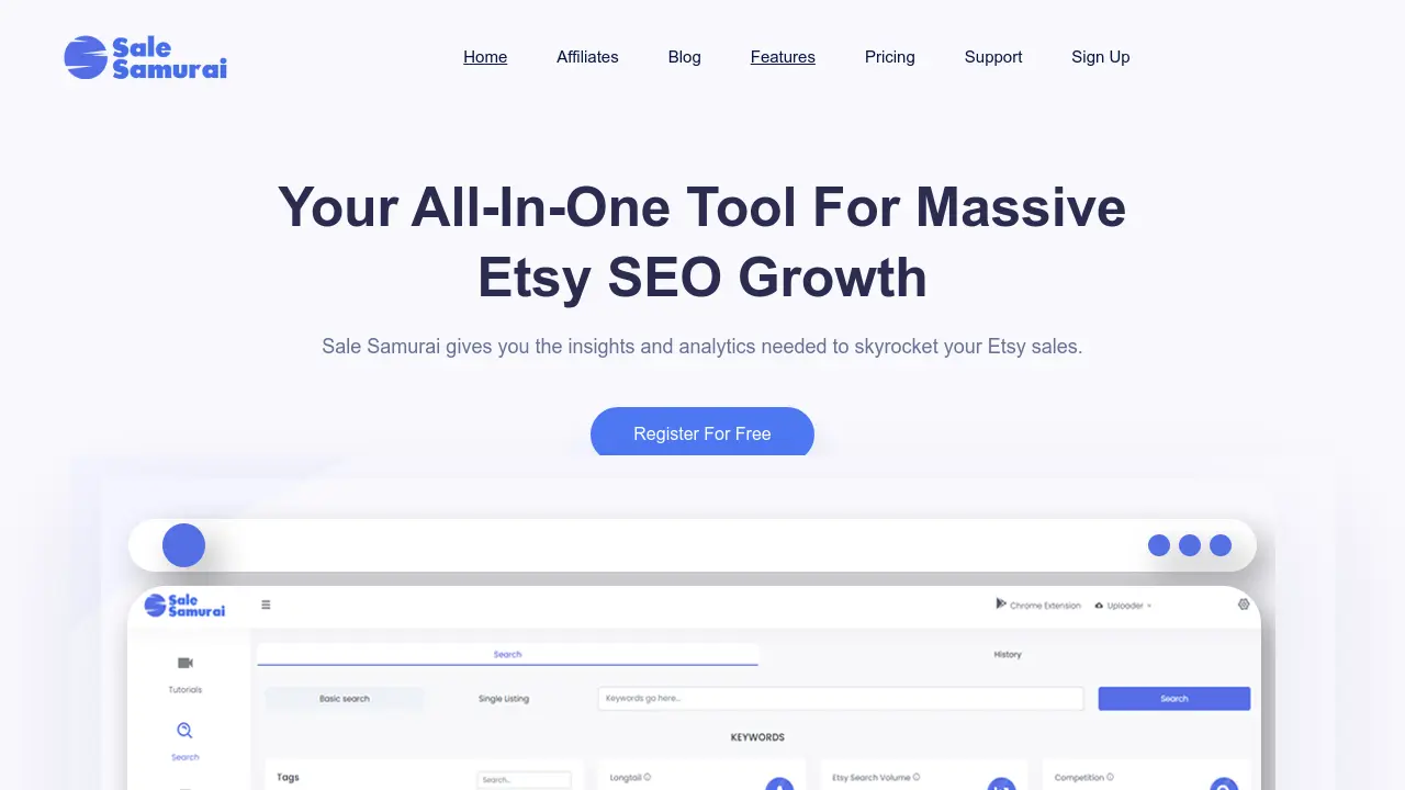 Sale Samurai - Unleash Etsy SEO Growth with AI-Driven Analytics