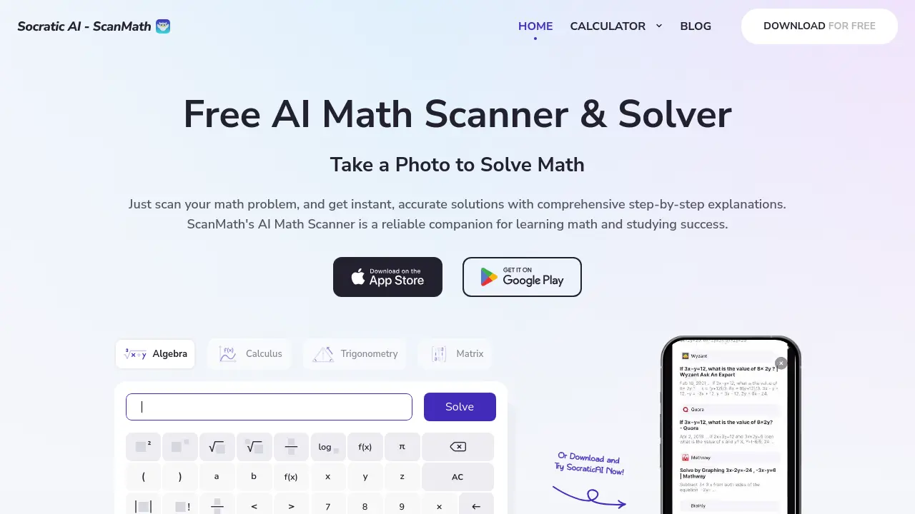 ScanMath - Free AI Math Scanner & Solver - Take a Photo to Solve Math