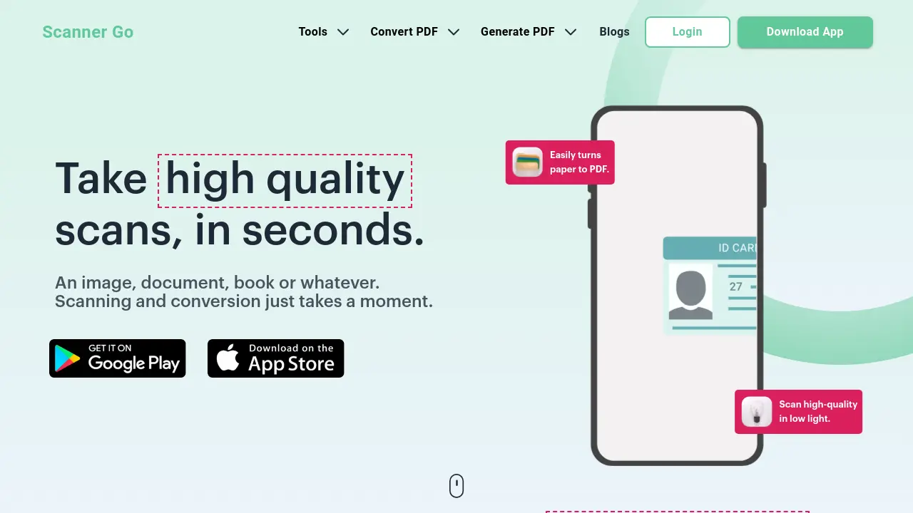 Scanner Go - Take high quality scans, in seconds.