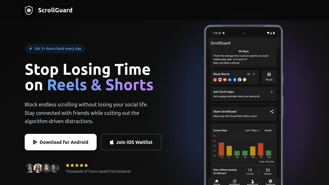 ScrollGuard - Block endless scrolling without losing your social life