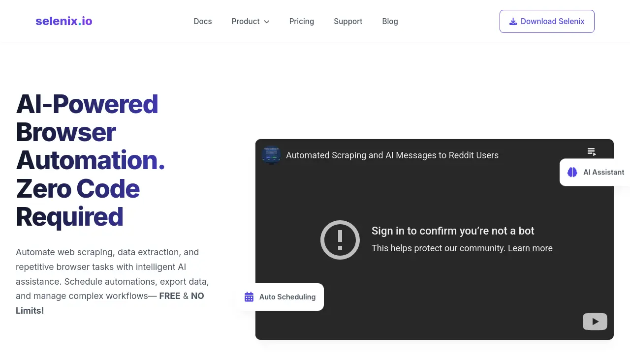 Selenix - AI-Powered Browser Automation with Zero Code Required