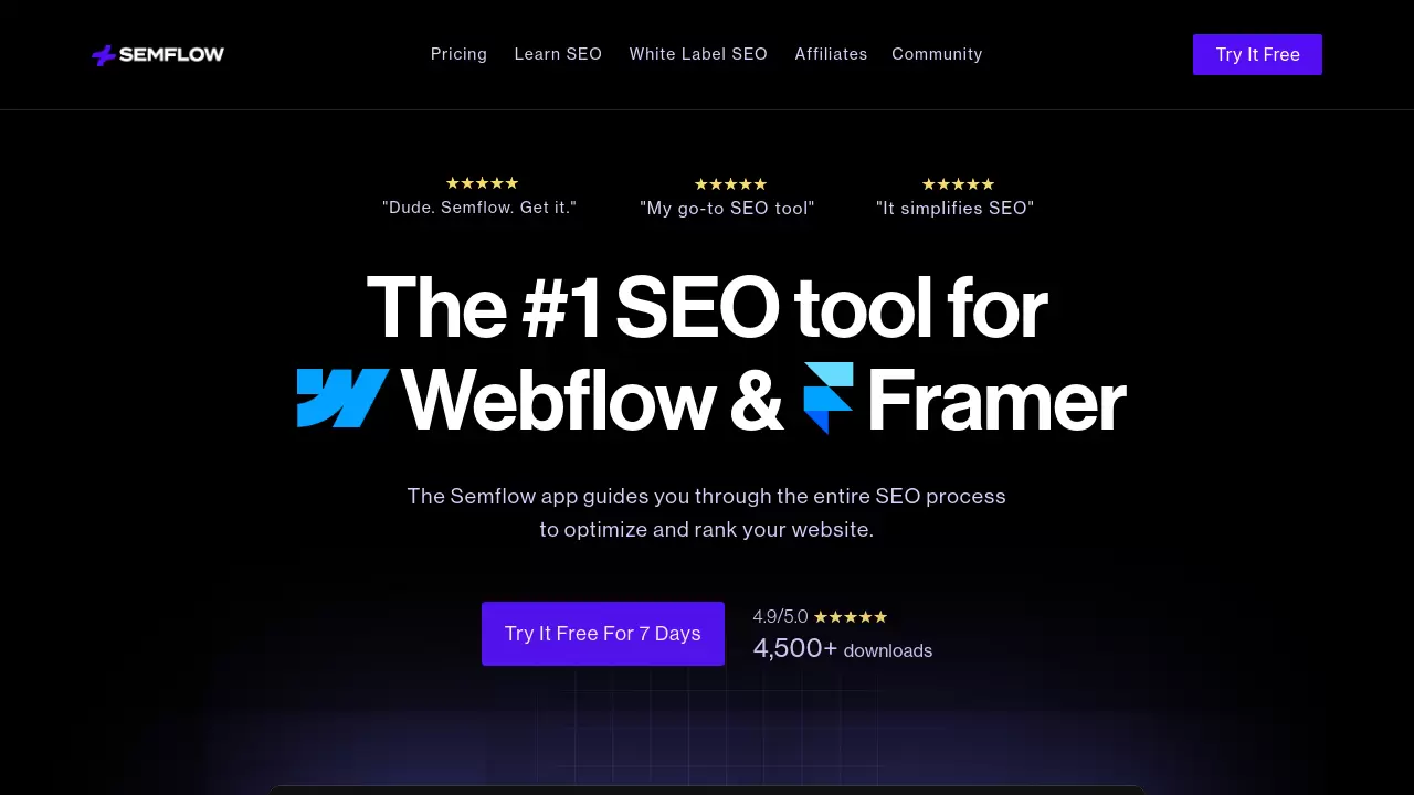 Semflow - The #1 SEO tool for Webflow & Framer