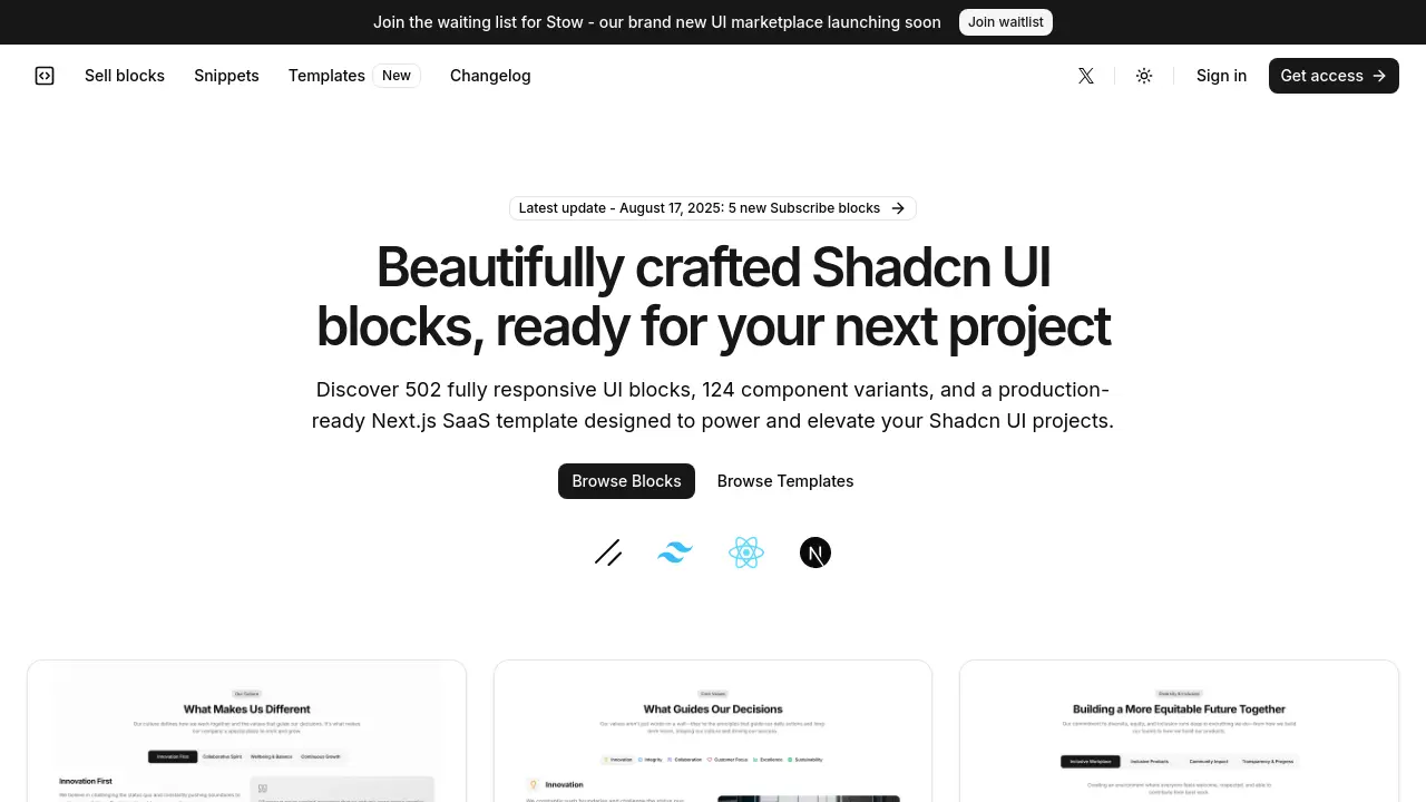 Shadcn UI Blocks - Beautifully crafted UI blocks for Shadcn UI projects